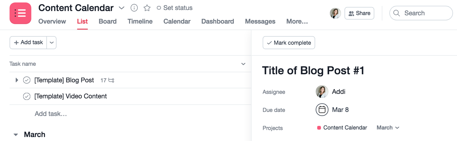 How to Create a Content Calendar Using Asana