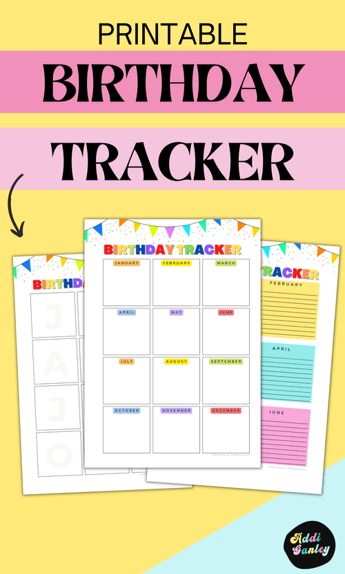 Printable Birthday Tracker
