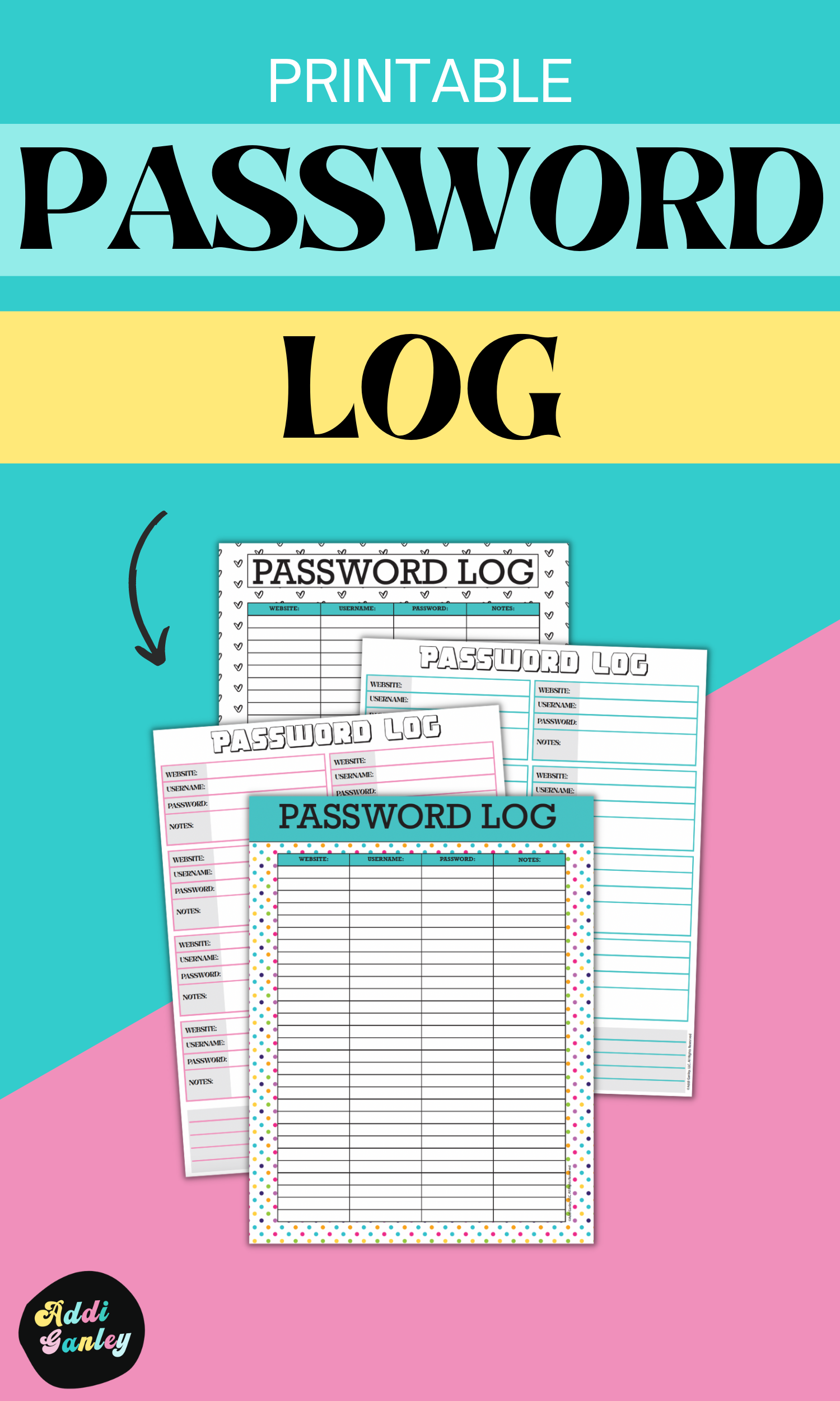 Printable Password Log