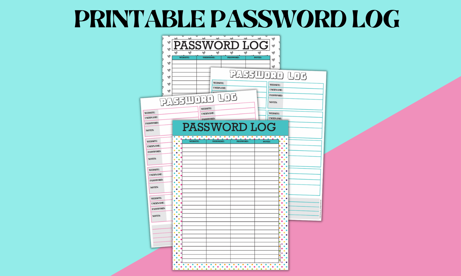 Printable Password Log