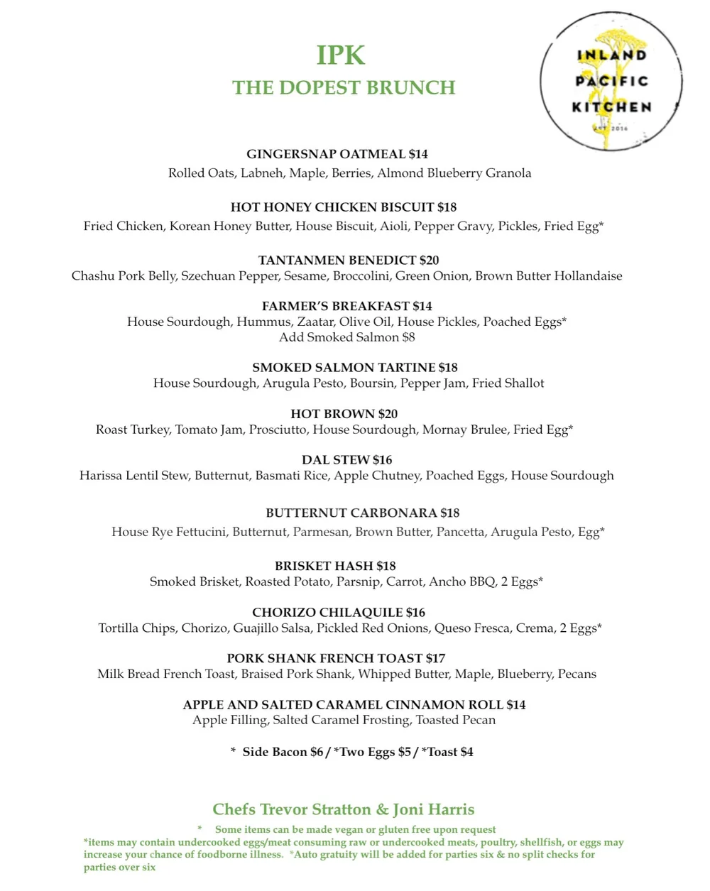Menu — Inland Pacific Kitchen