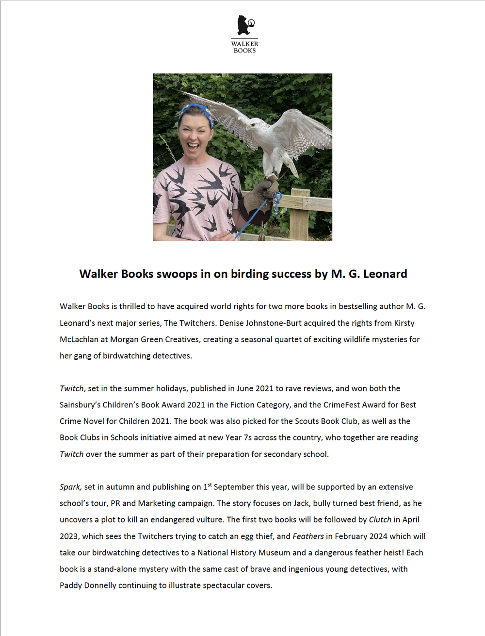 The Twitchers series will be a four part seasonal quartet — M. G. Leonard