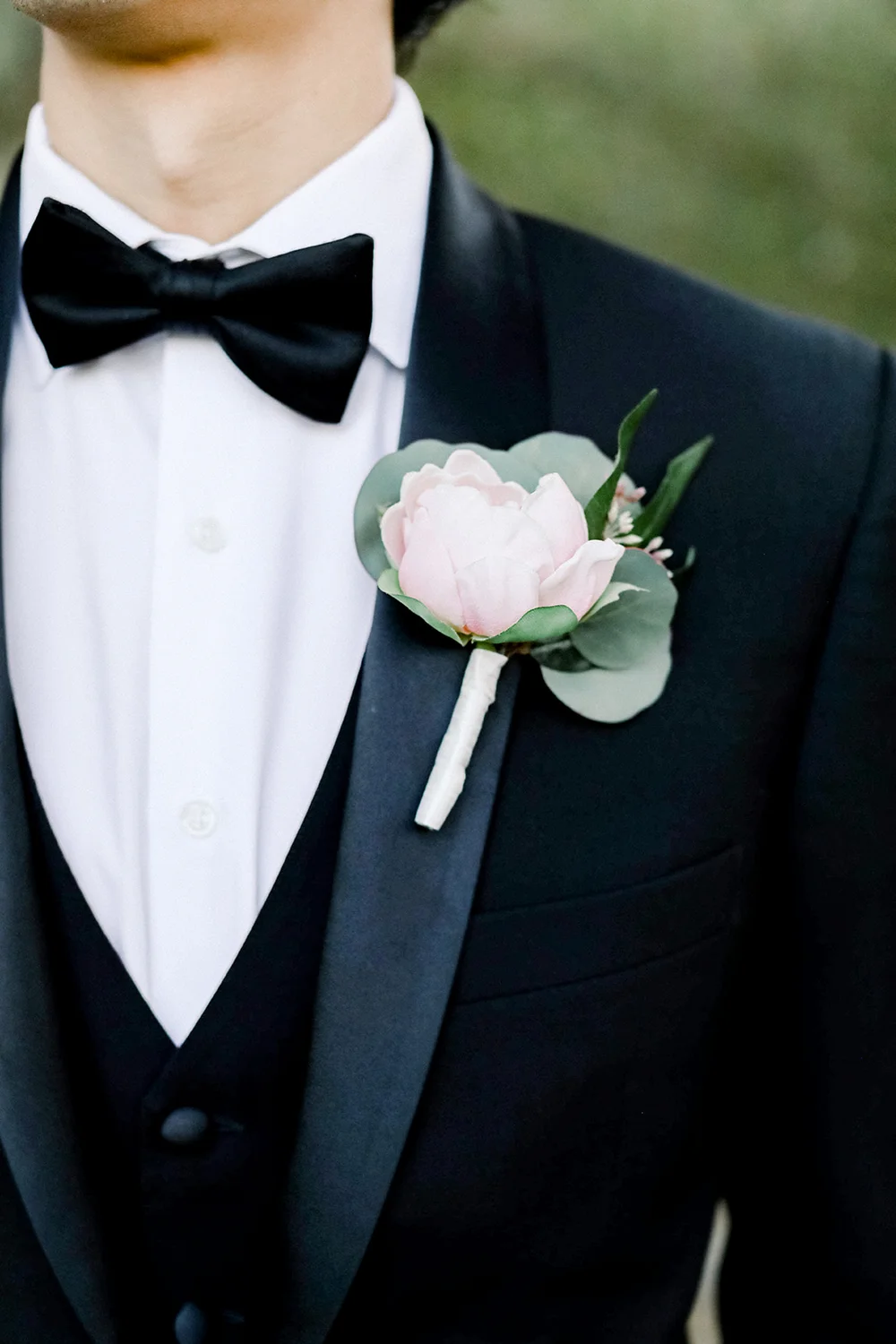 White Peony Boutonniere