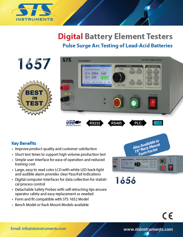 Battery Element Testers.. 电池极板测试仪.... — STS Instruments