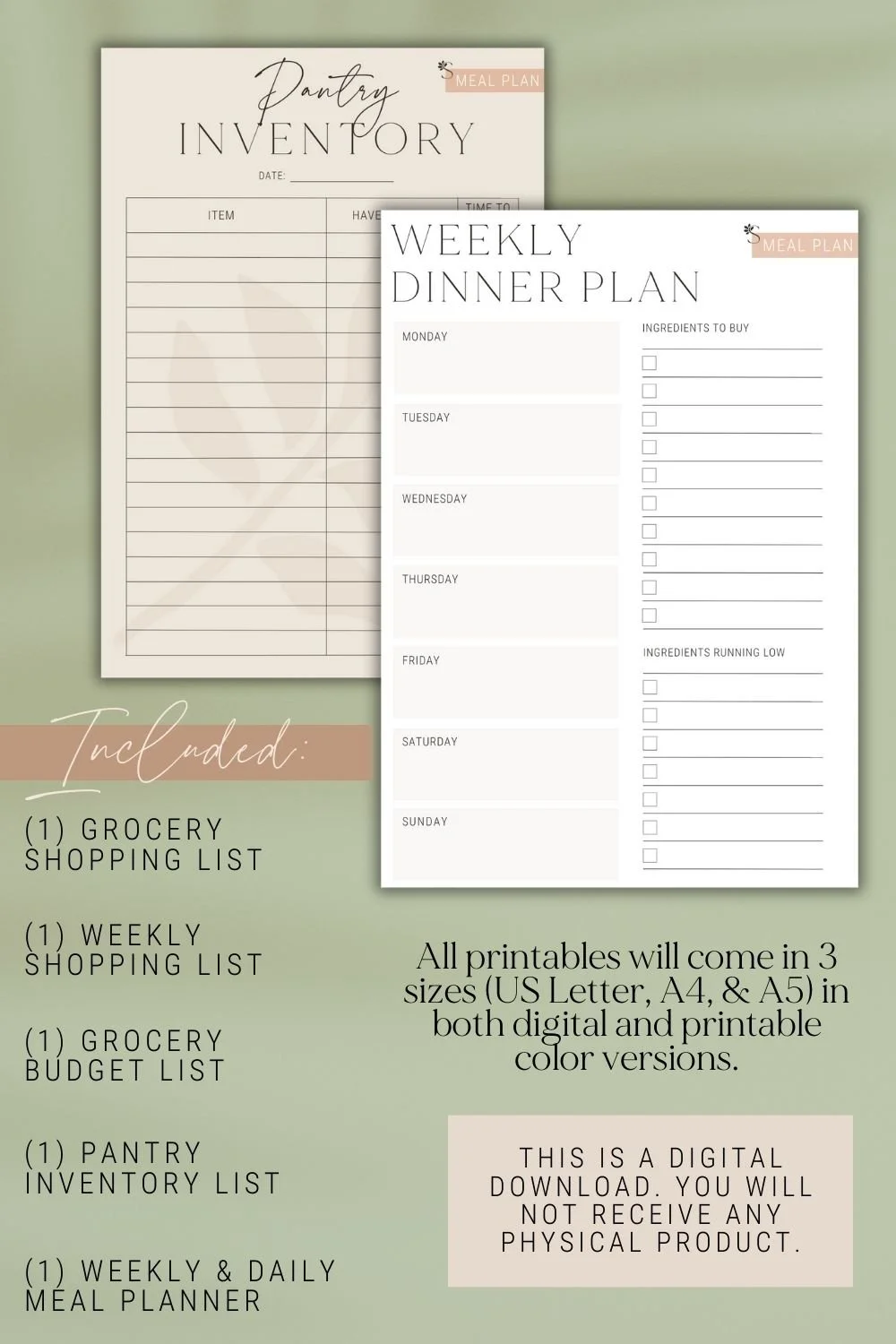 Grocery Shopping Bundle - Printable Planner Pages | Swift Wellness