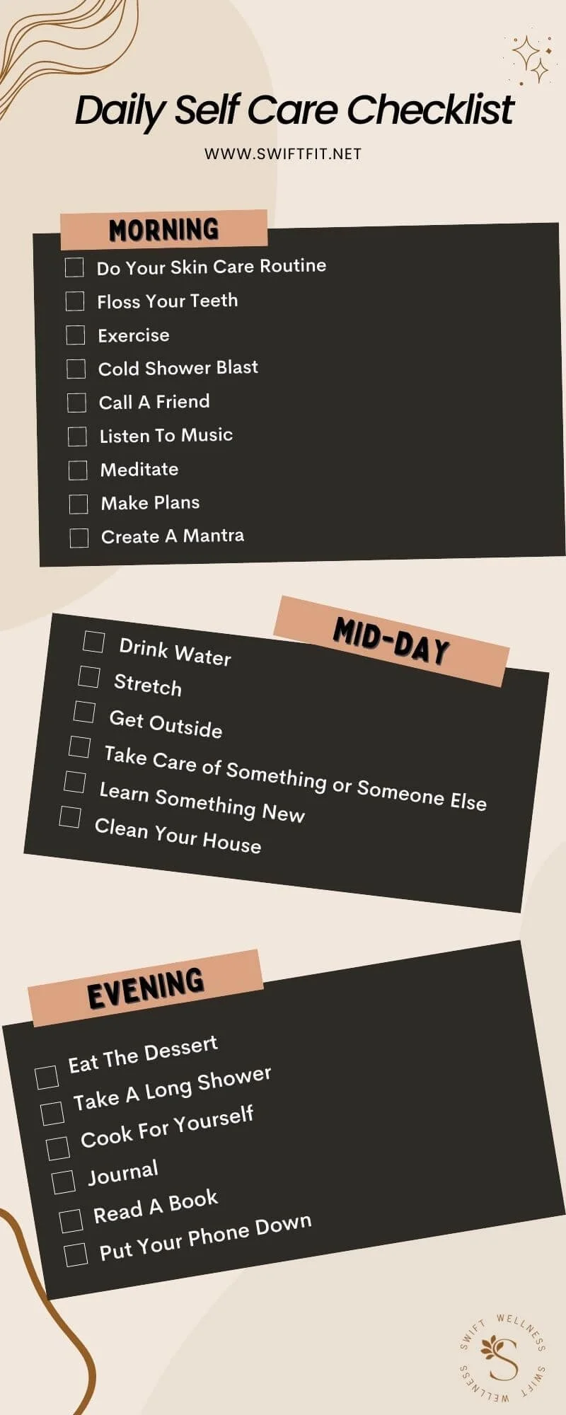 Stressful Week? Try This Printable Daily Self-Care Checklist | Swift ...