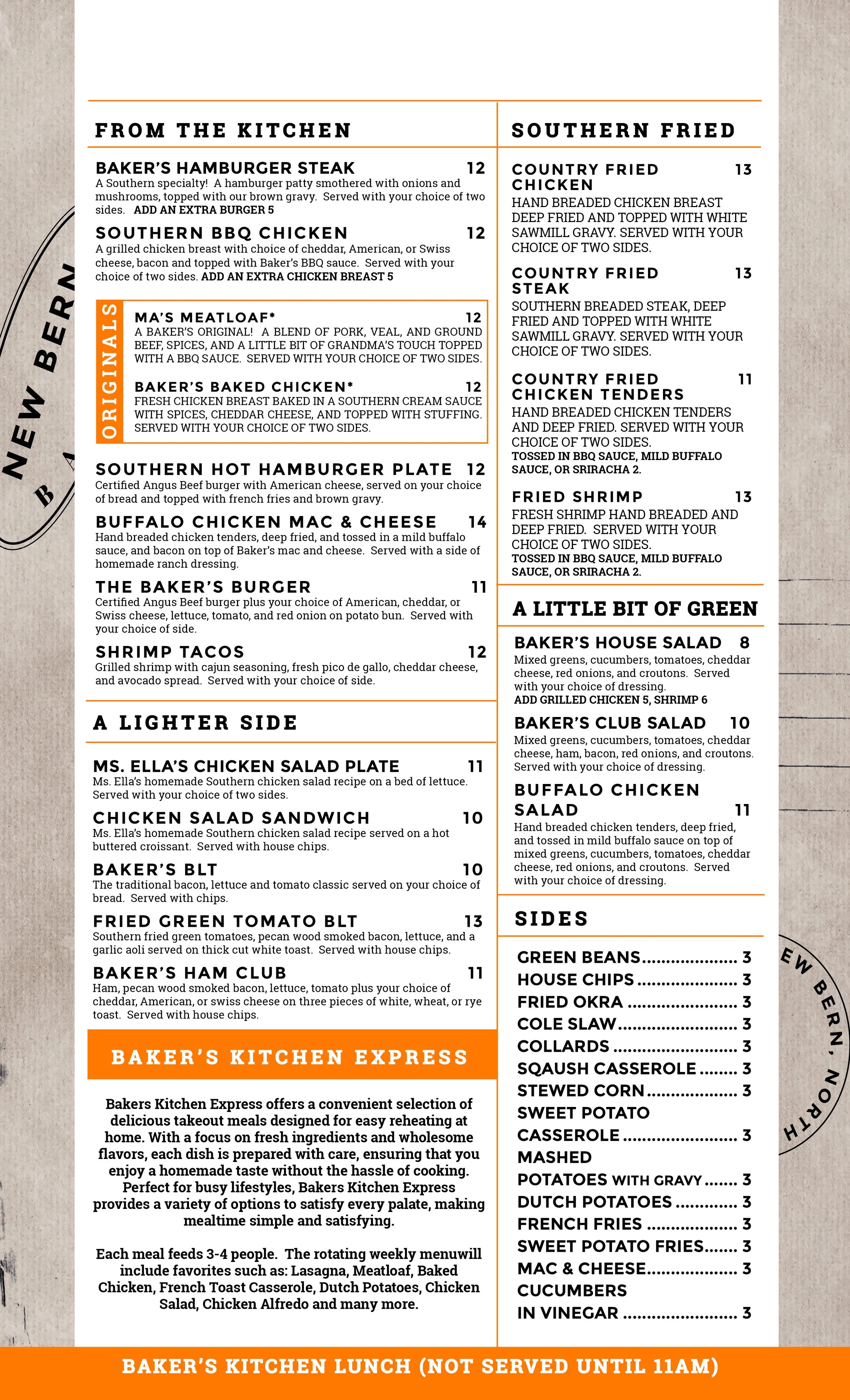 Menu — Baker's Kitchen