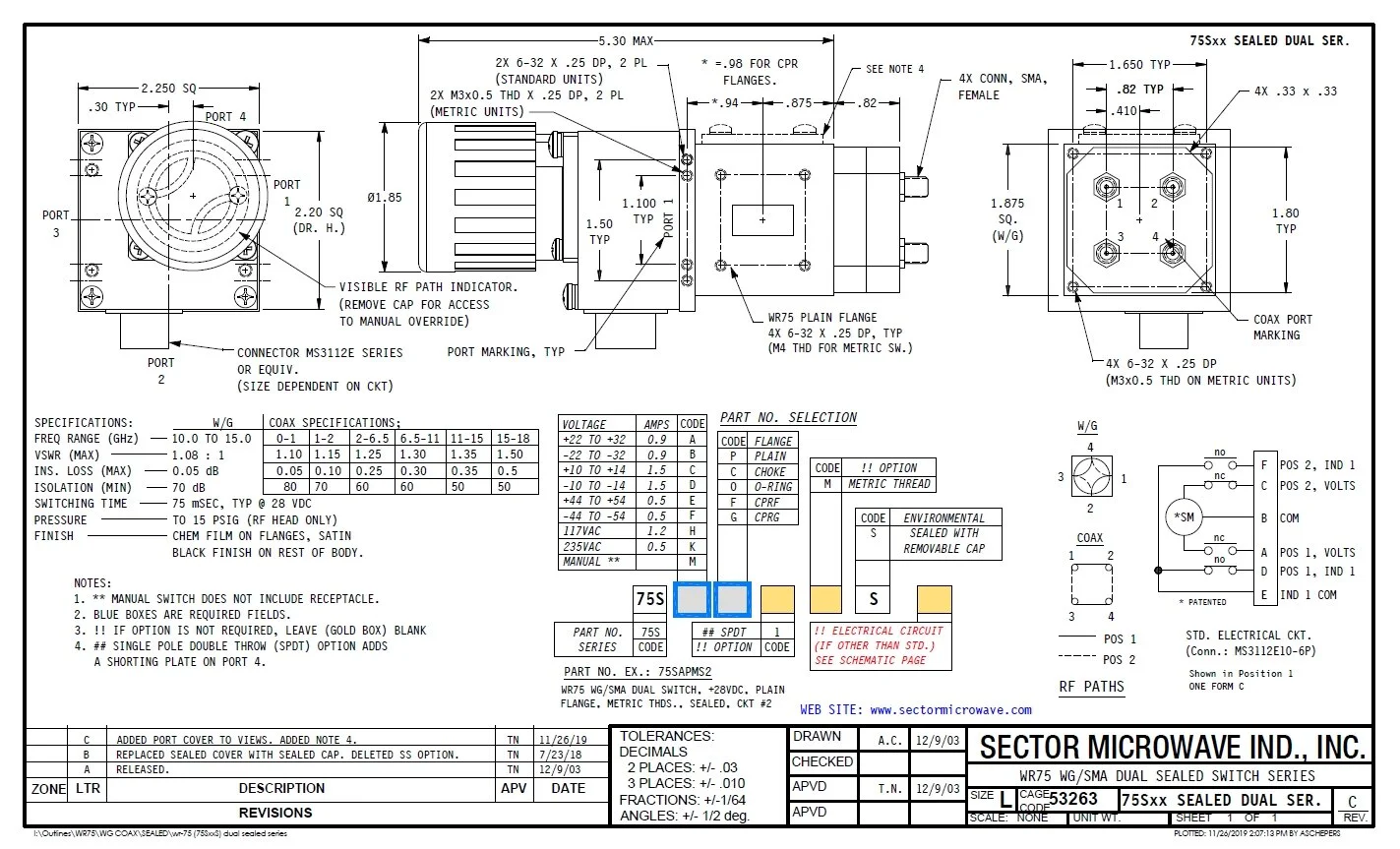 WG-Coax 34-75 Series — Sector Microwave Industries