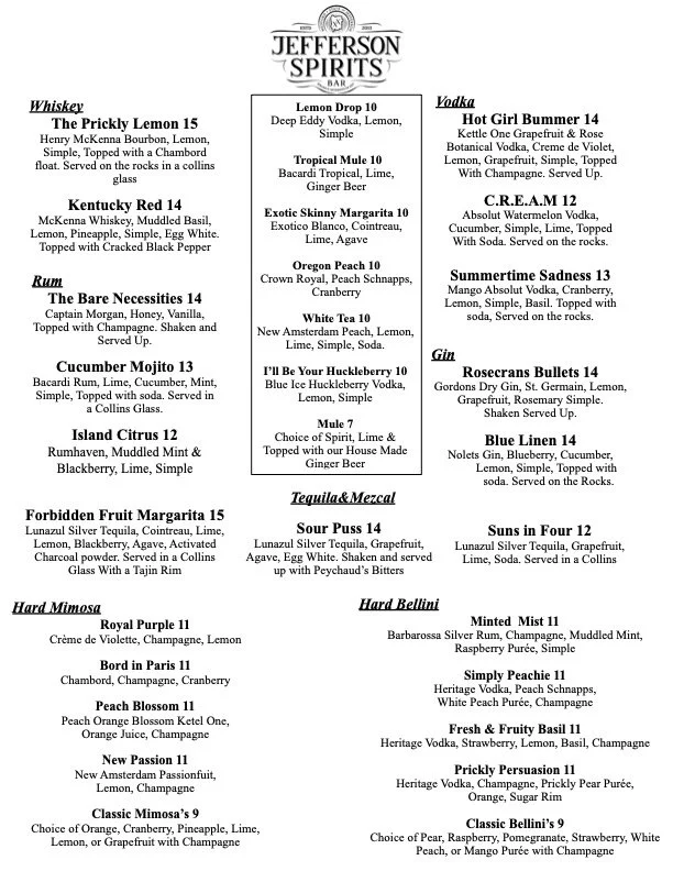 Welcome — Jefferson Spirits (BAR)