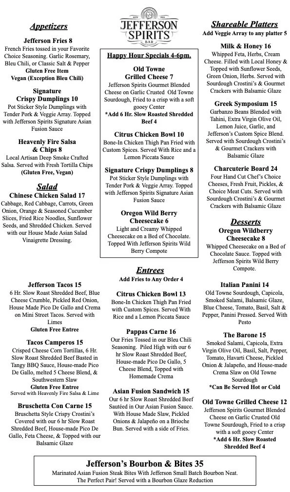 Welcome — Jefferson Spirits (BAR)