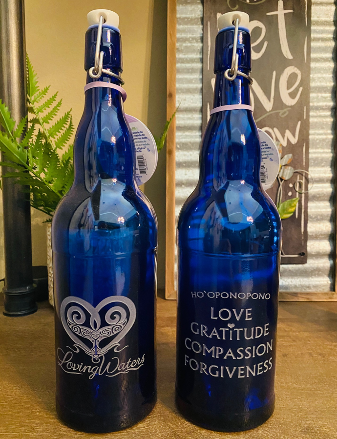 Blue Glass Water Bottle