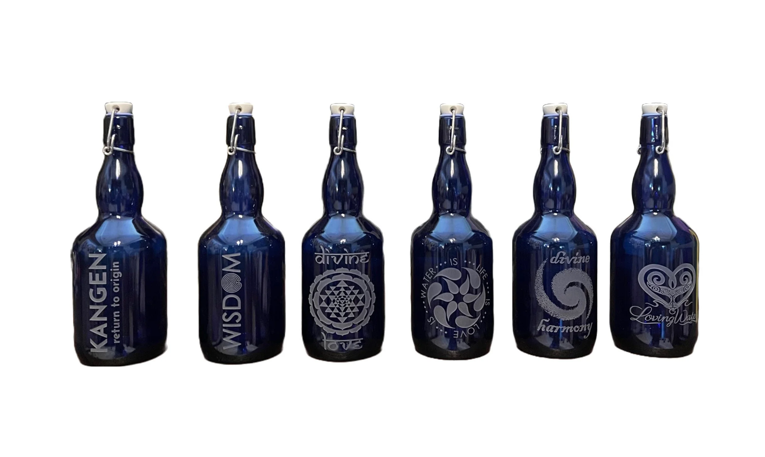 Sandblasted Dark Blue Cobalt Glass Drinking Water Bottle (Large) — John ...