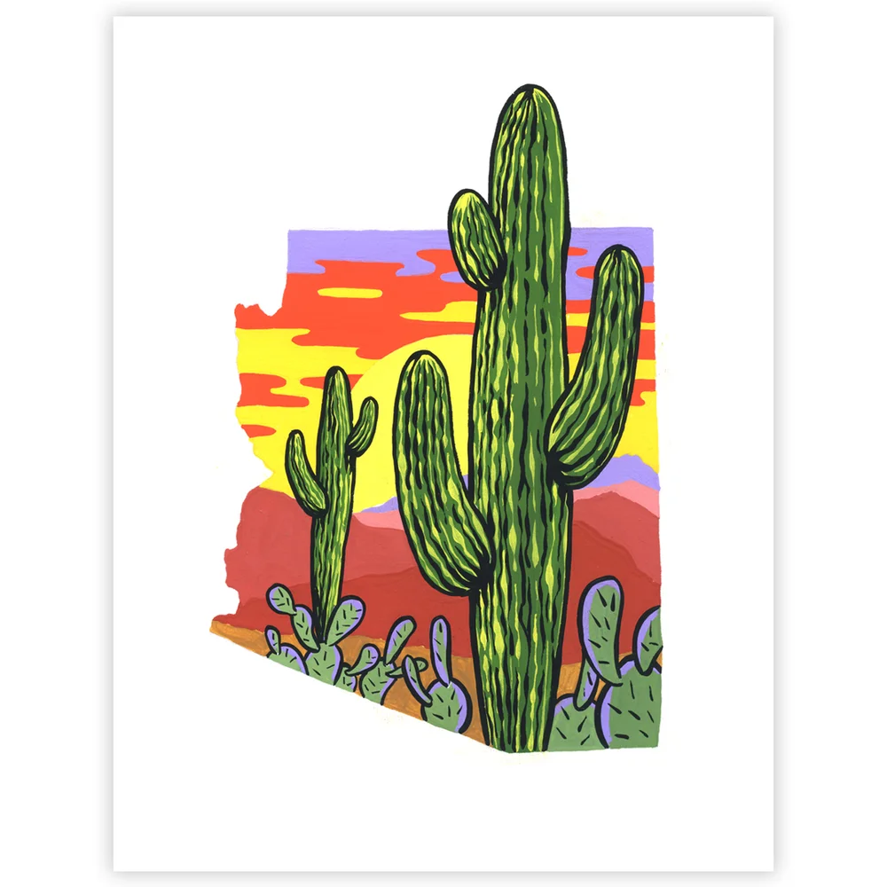 Saguaro Cactus Sunset Painting