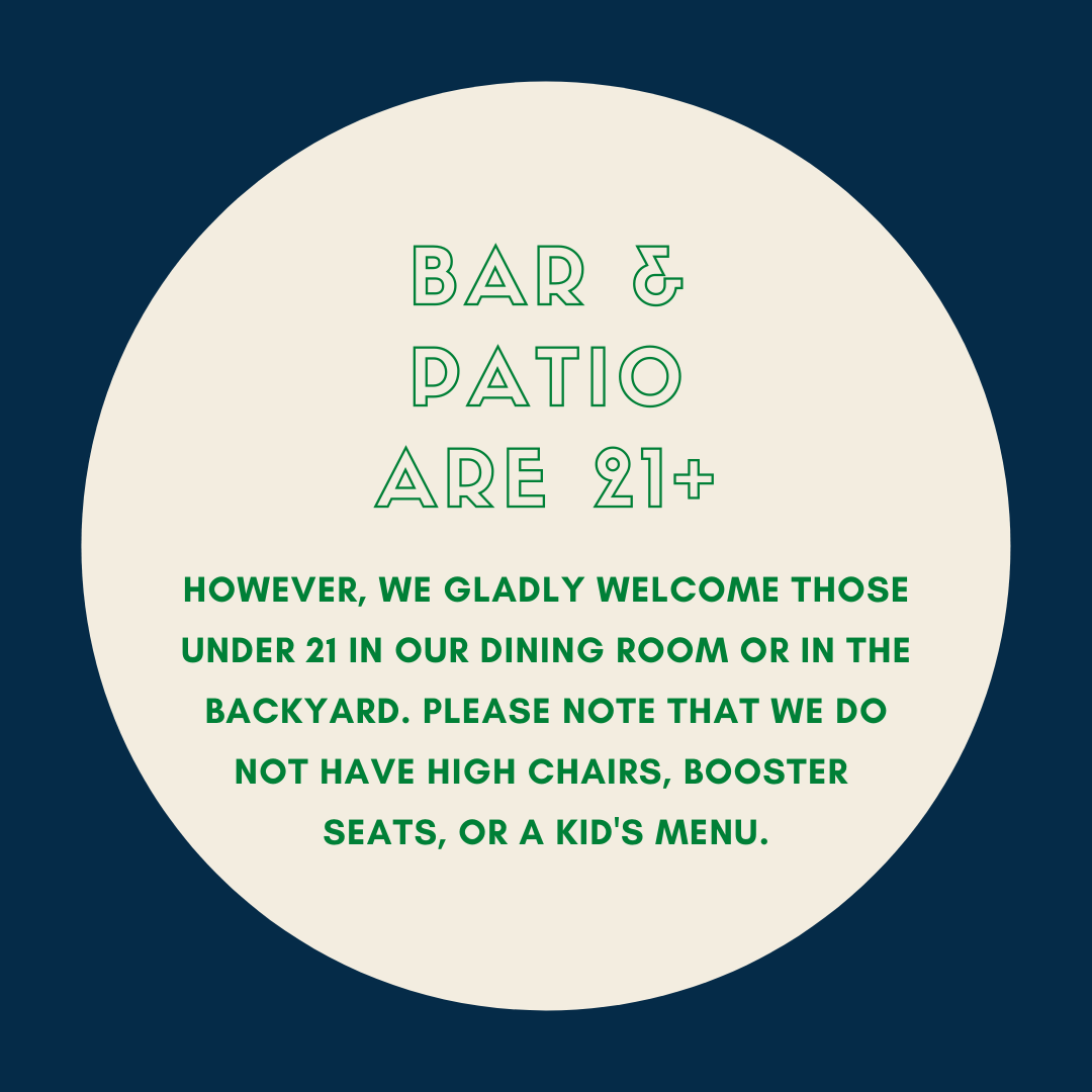 INDOOR DINING ROOM & BAR SEATING NOW AVAILABLE!