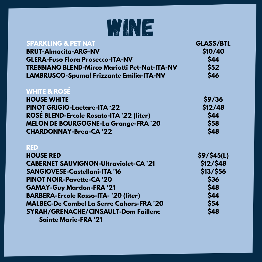 Current Menu — Honest, humble food and drink in a comfortable ...