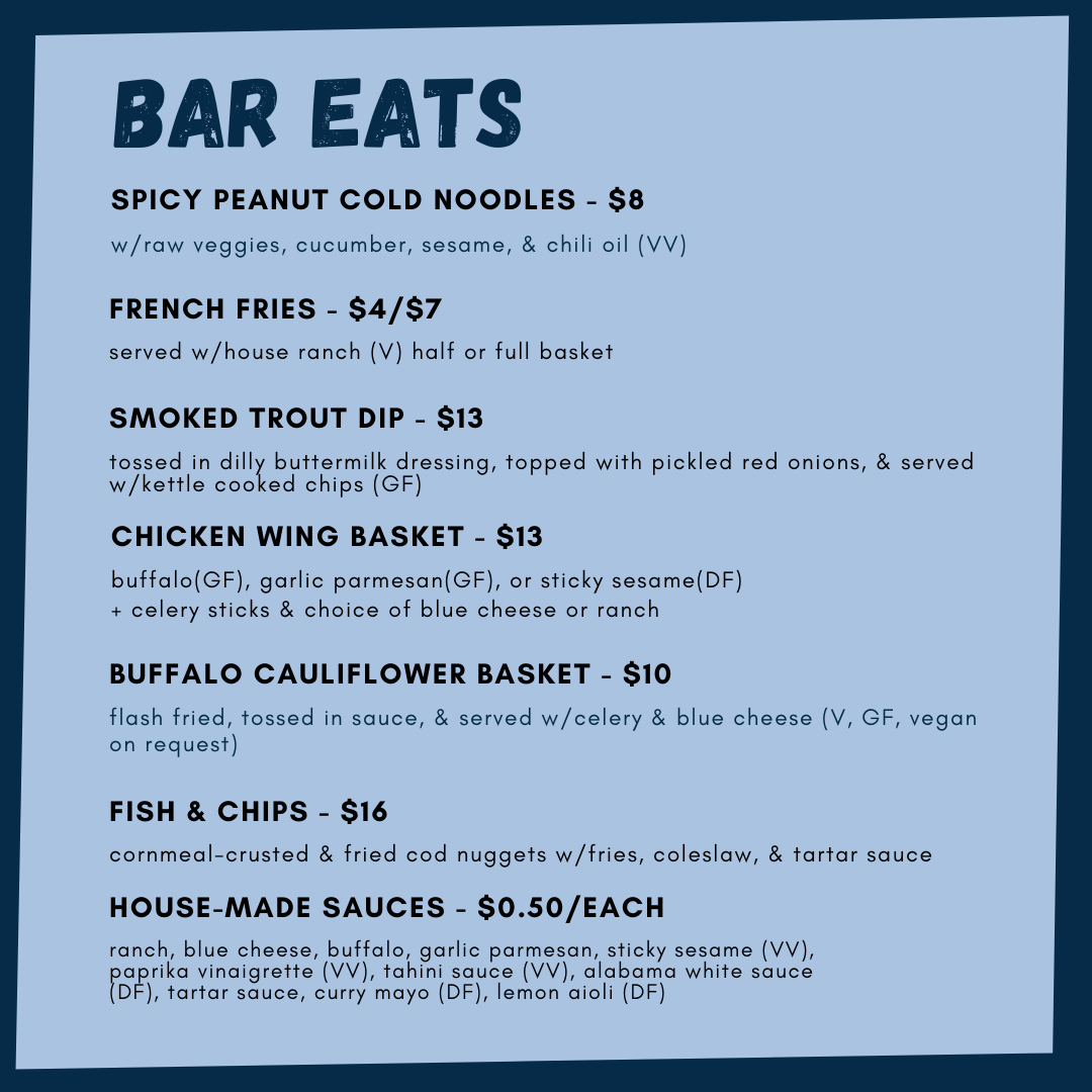 Current Menu — Honest, humble food and drink in a comfortable ...