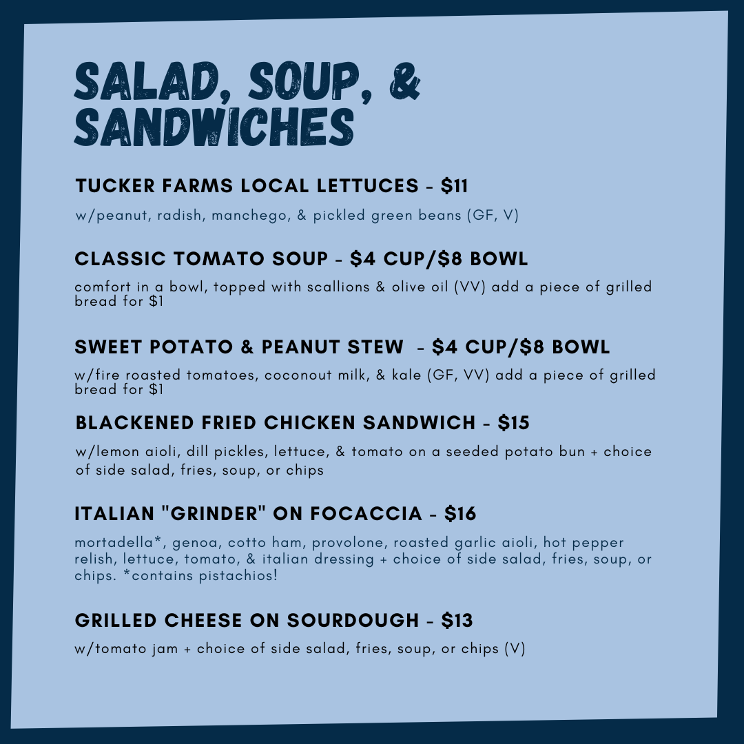 Current Menu — Honest, humble food and drink in a comfortable ...