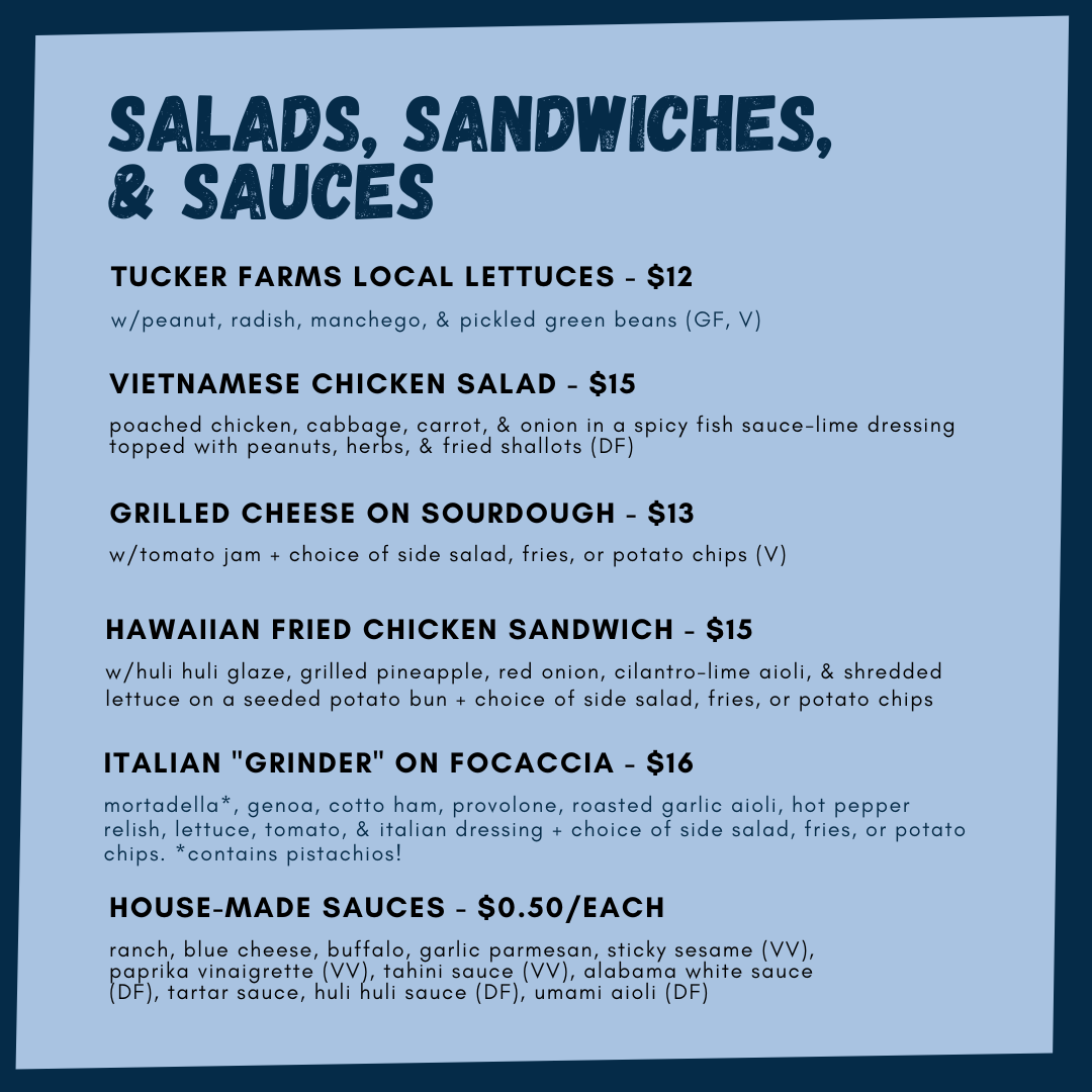 Current Menu — Honest, humble food and drink in a comfortable ...