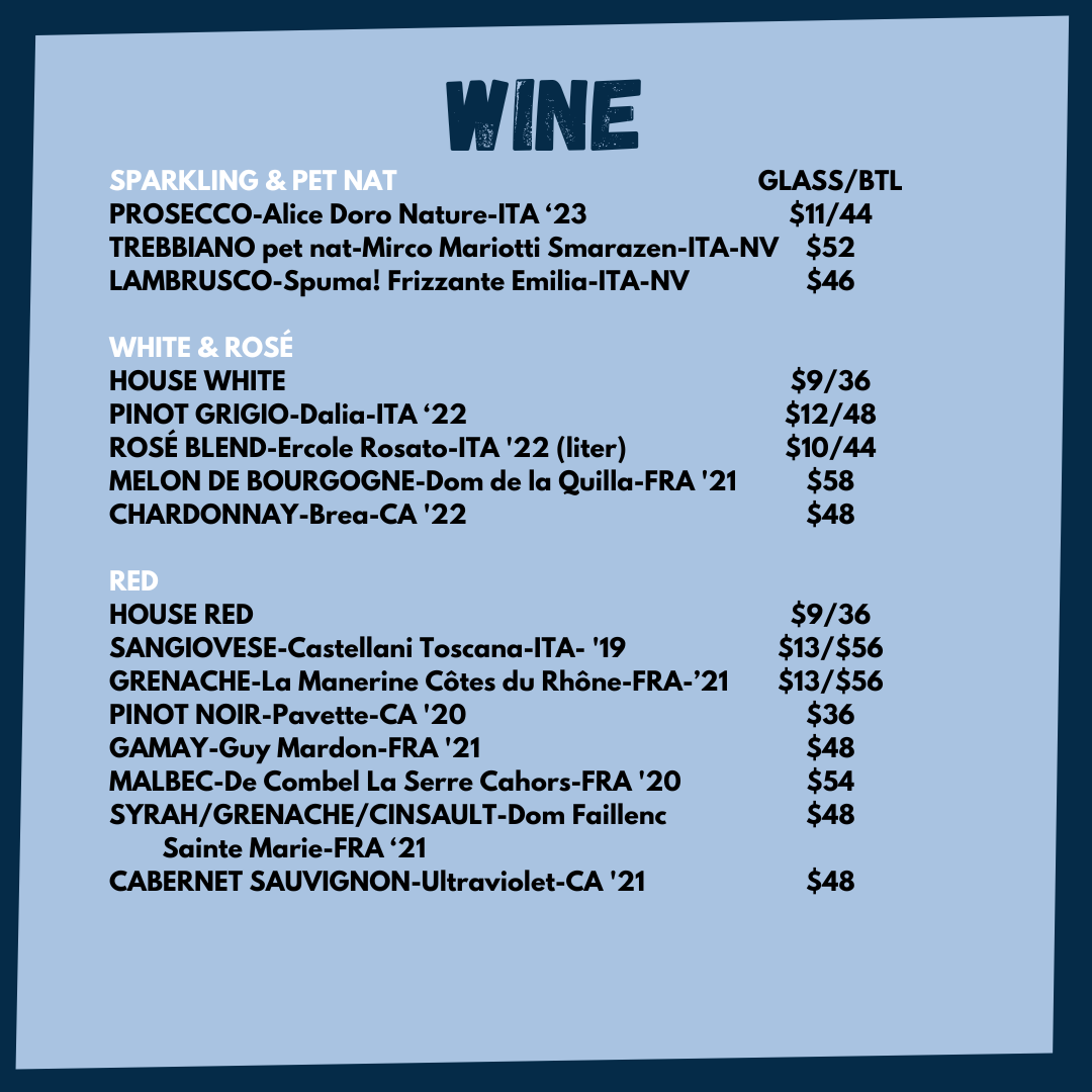 Current Menu — Honest, humble food and drink in a comfortable ...