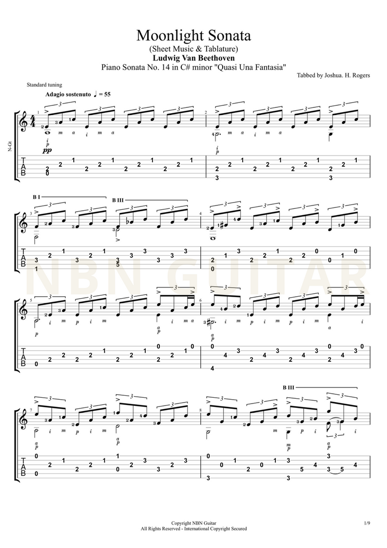 Moonlight Sonata Chords Guitar