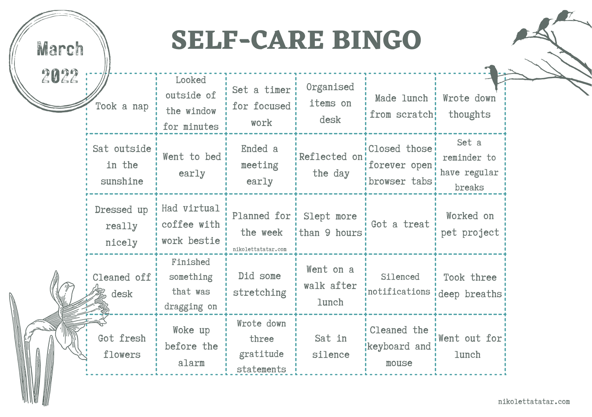 Self-Care | March 2022 — Nikoletta Tatár