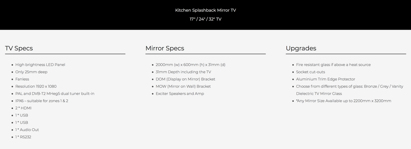 Luxury Kitchen Mirror TV — Xander Prestige