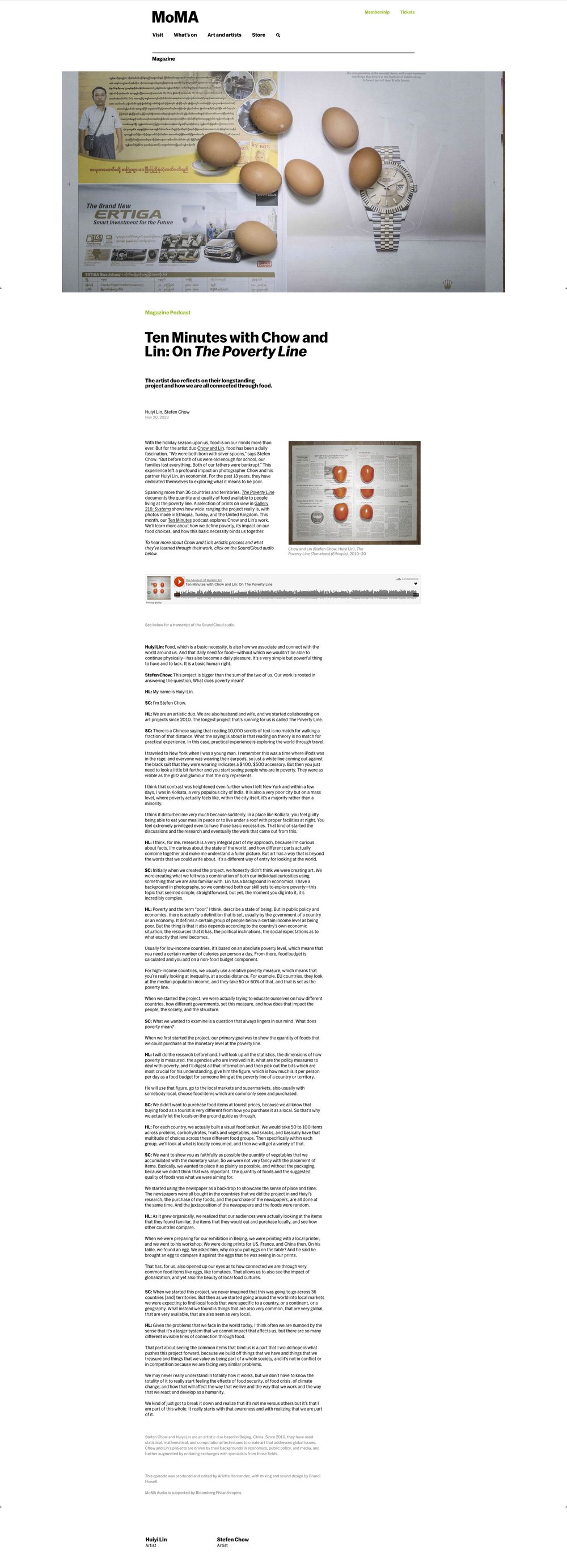 Ten Minutes with Chow and Lin, MoMA — Chow and Lin