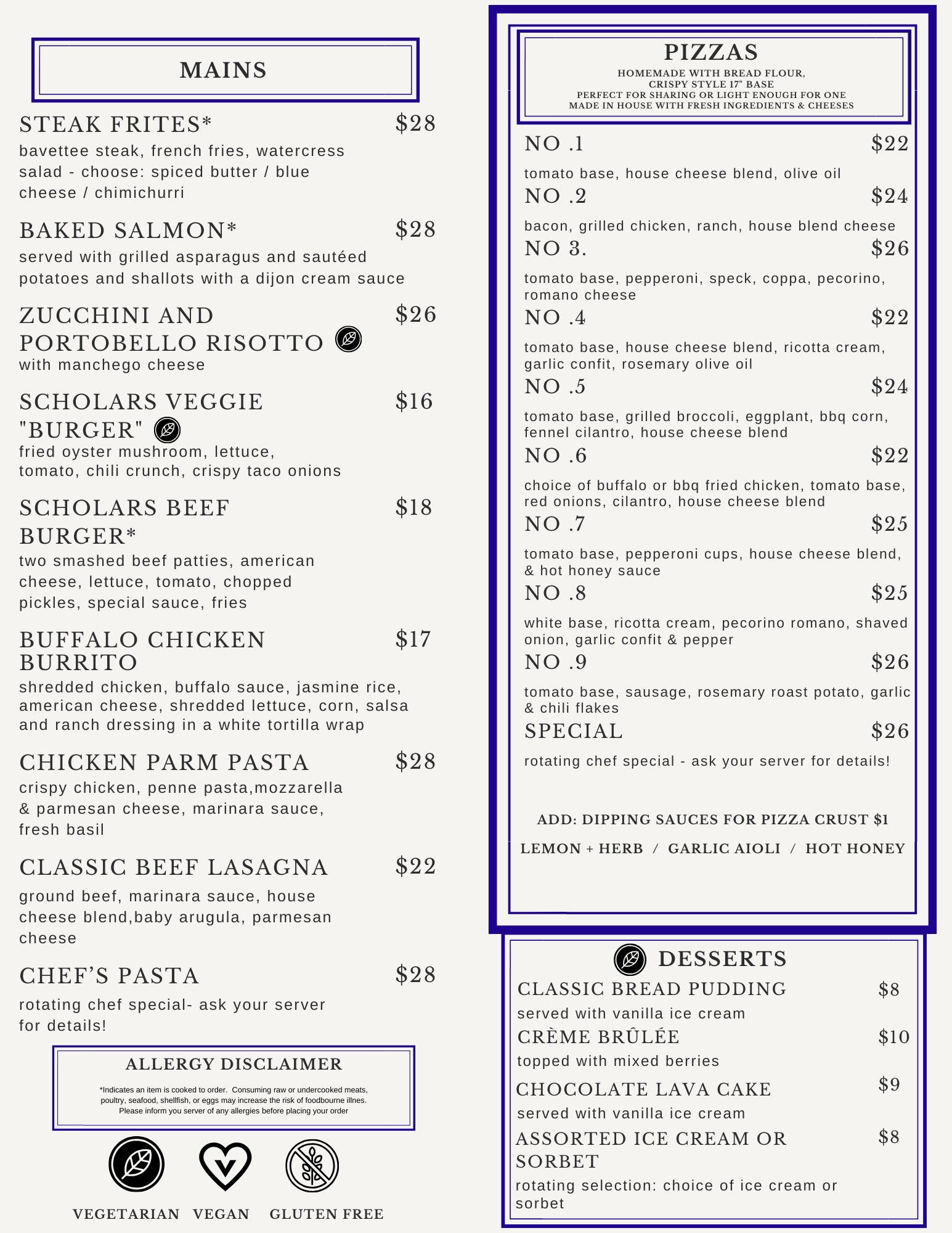 Menu — Scholars