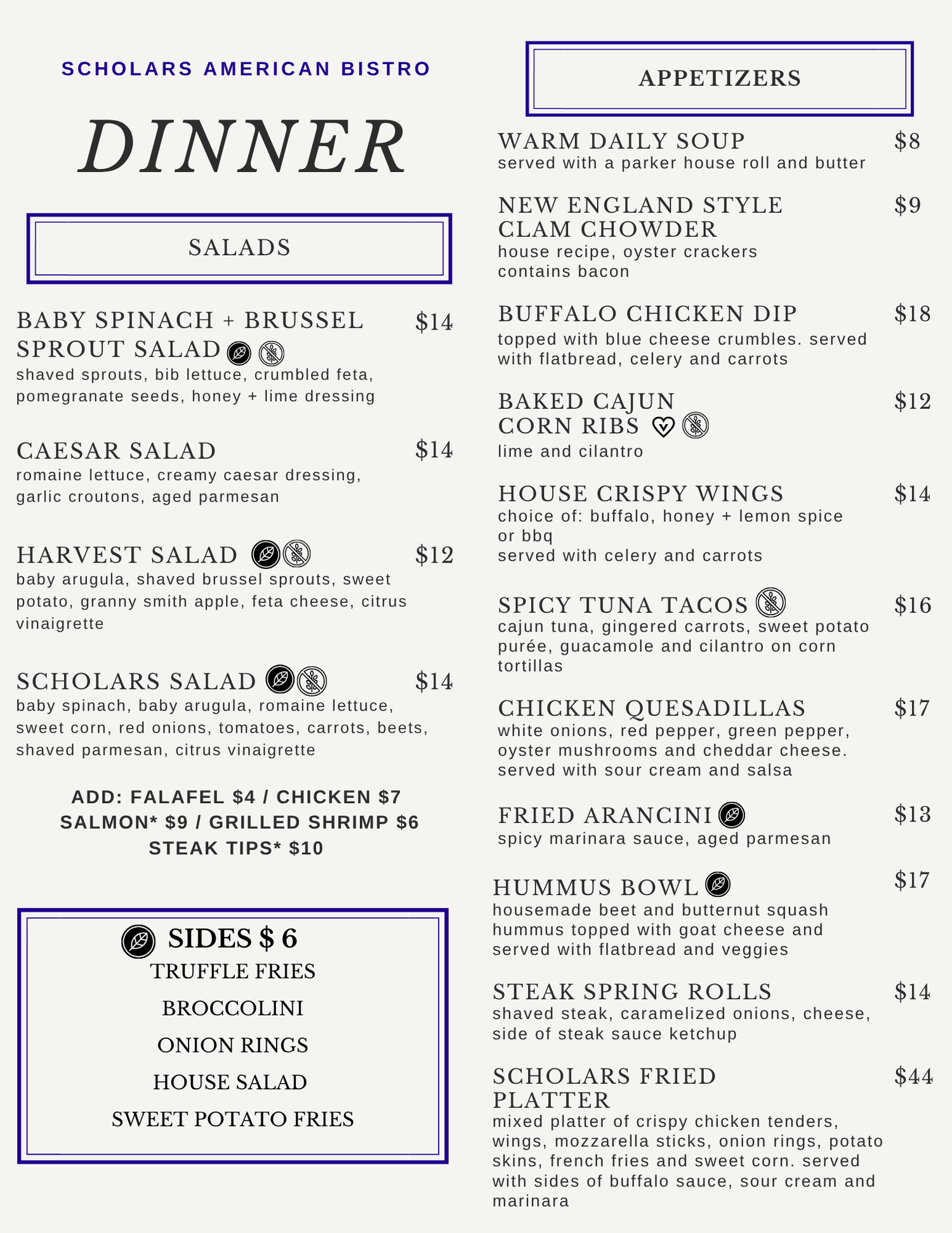 Menu — Scholars