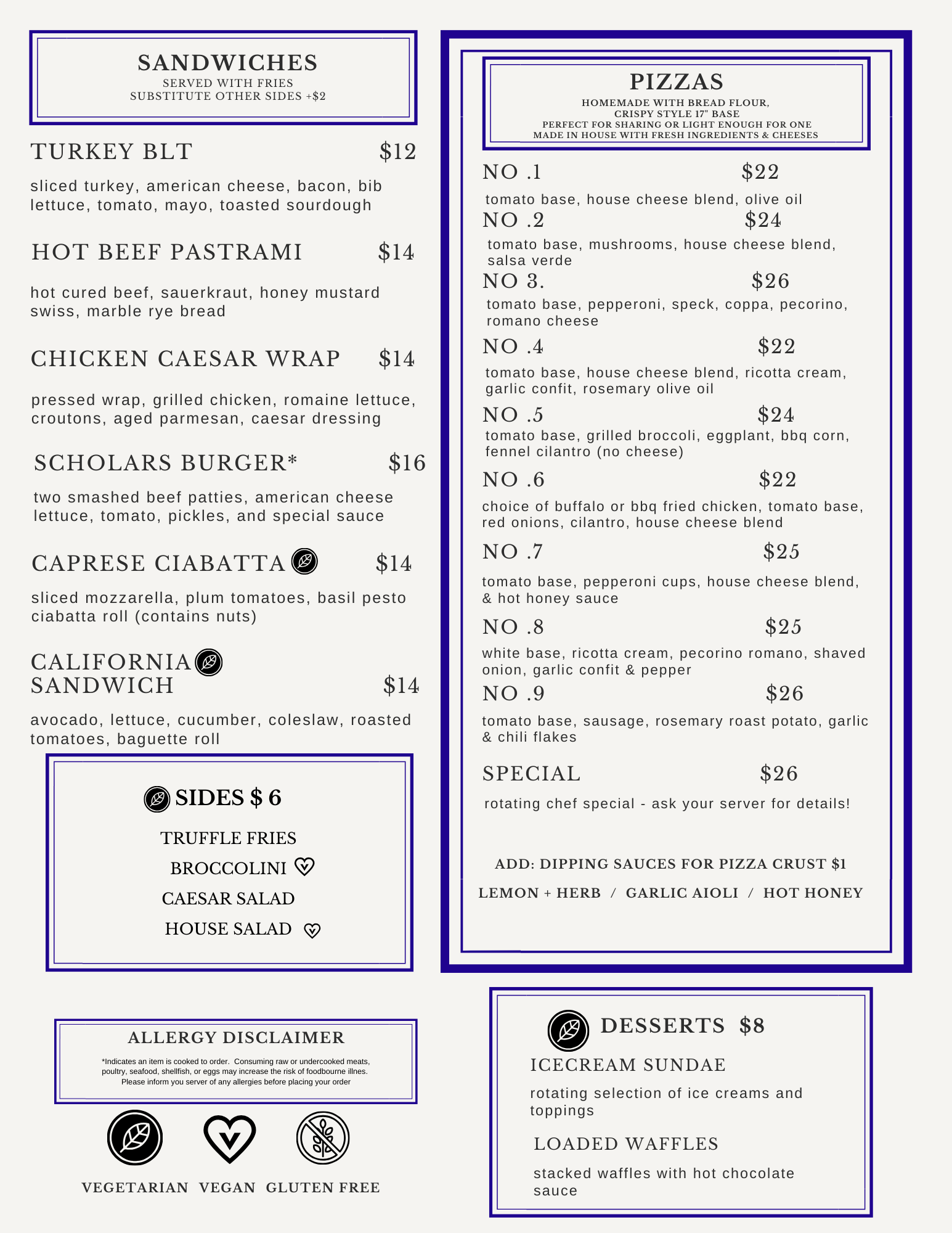 Menu — Scholars