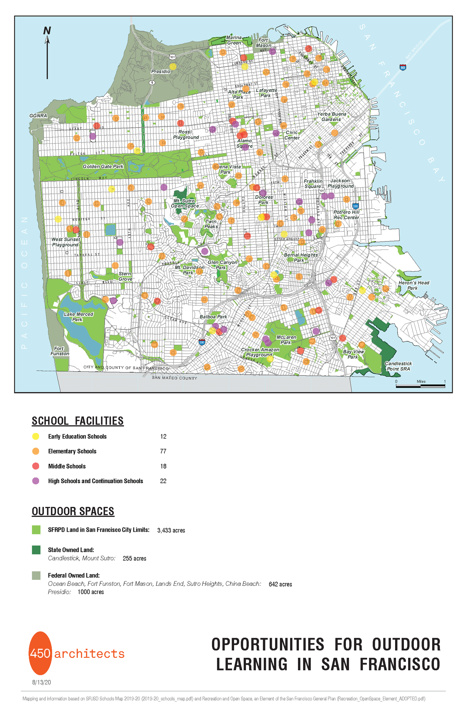 San Francisco Map of Schools and Open Spaces Citywide — National COVID ...