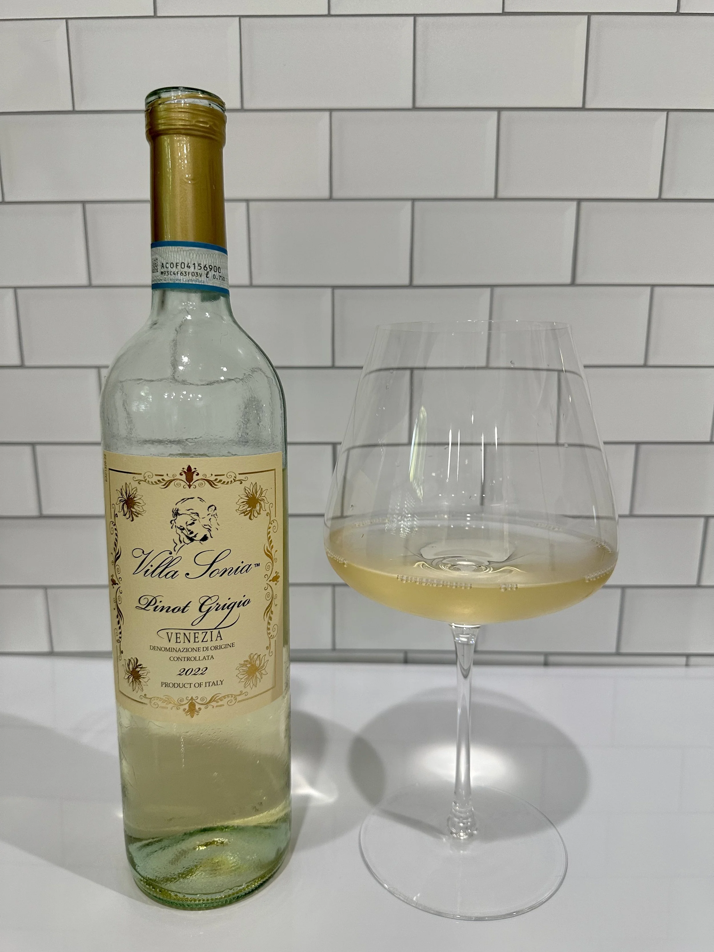 Italian White Wine Blue Bottle