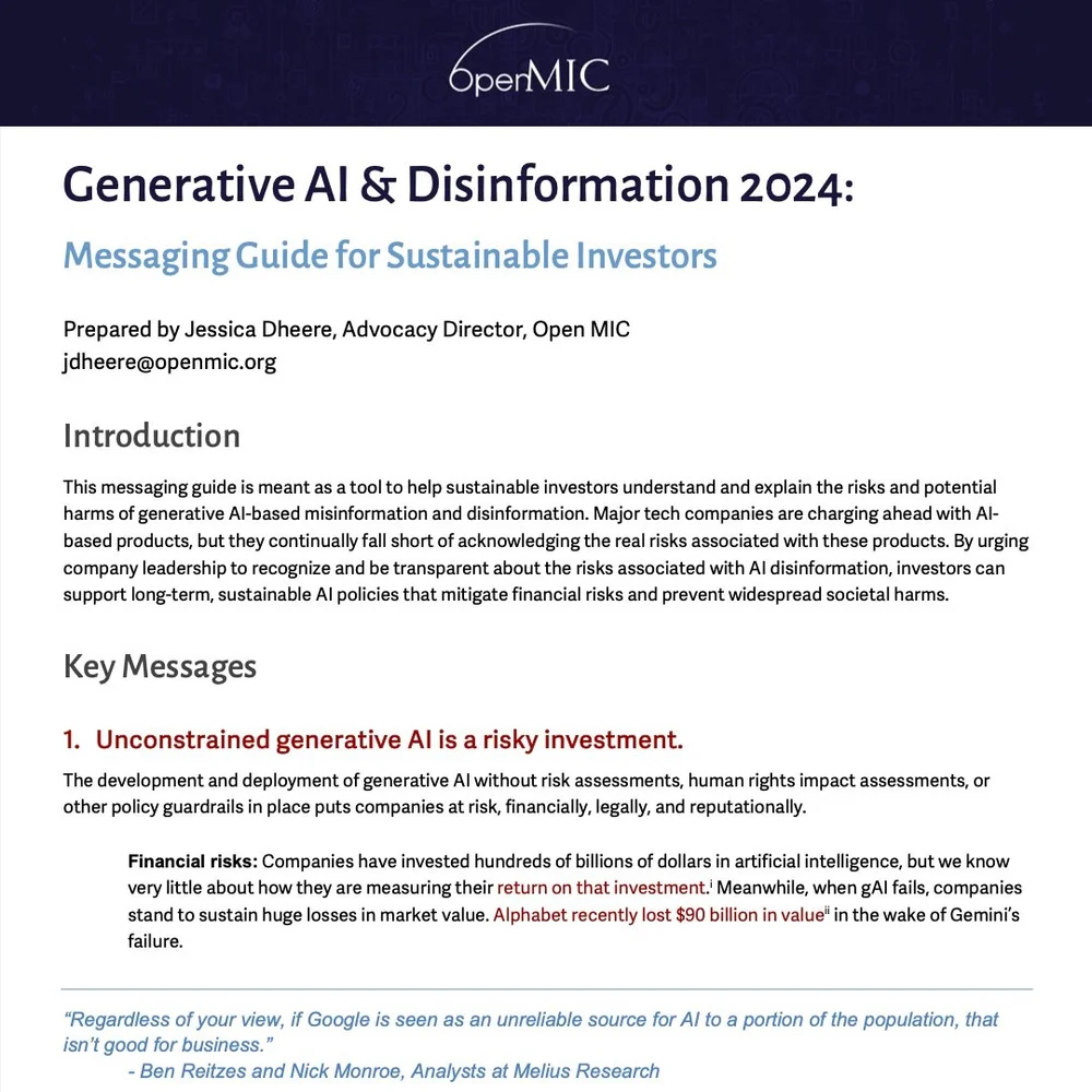 2024 Campaign: Report on Generative Artificial Intelligence Misinformation and Disinformation ...
