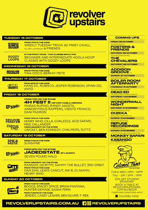 This Week — REVOLVER UPSTAIRS - Bar, Thai Restaurant, Nightclub, Live ...