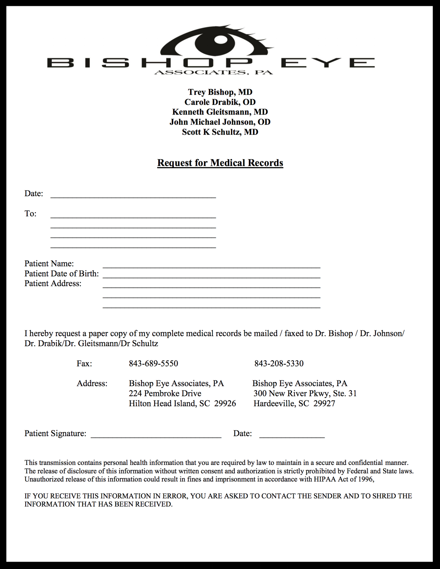 Forms — Bishop Eye Center