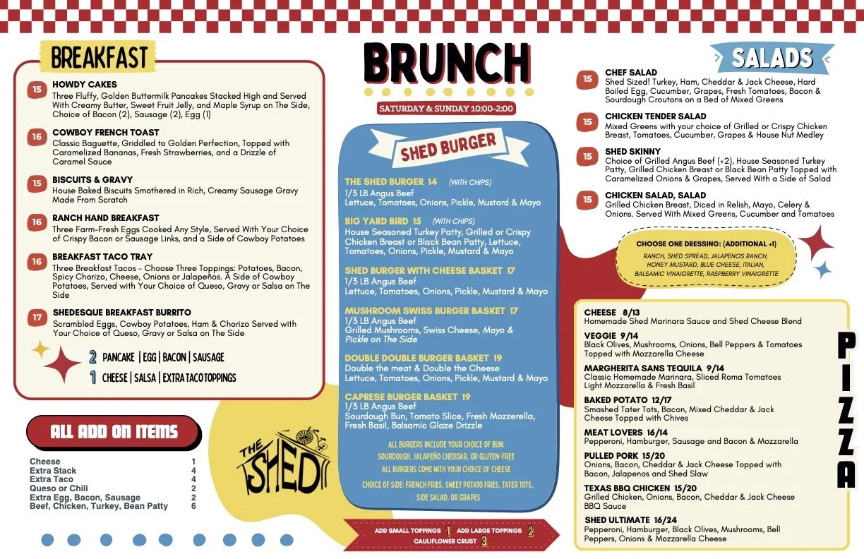 The Shed Menu | Inn On The Creek | Salado