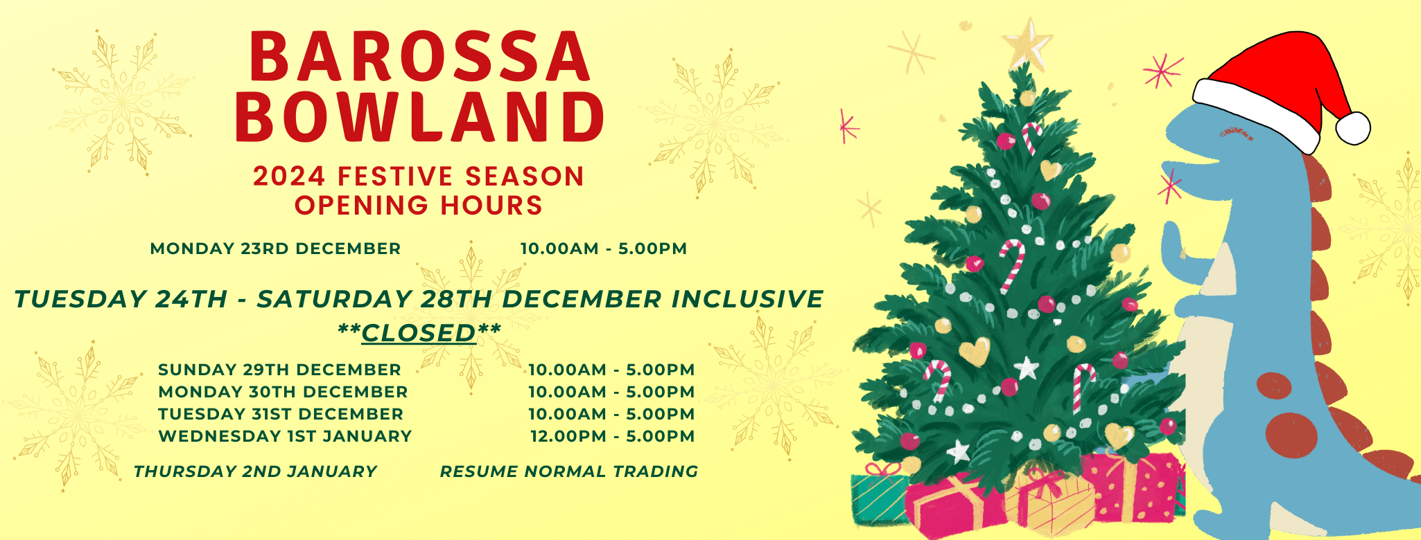 Barossa Bowland Opening Hours — Barossa Bowland and Mini Golf