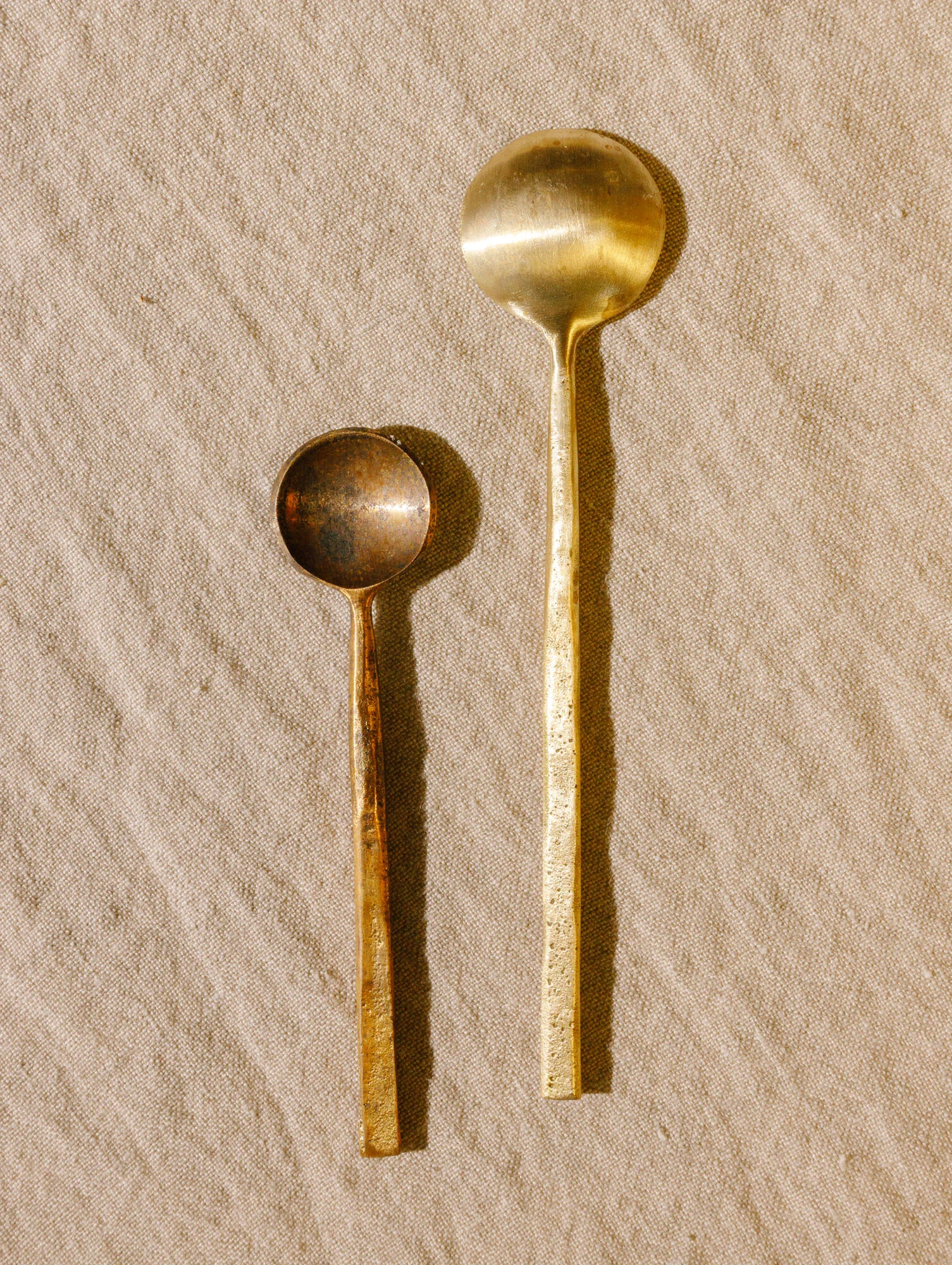 Hammered Brass Spoon Set