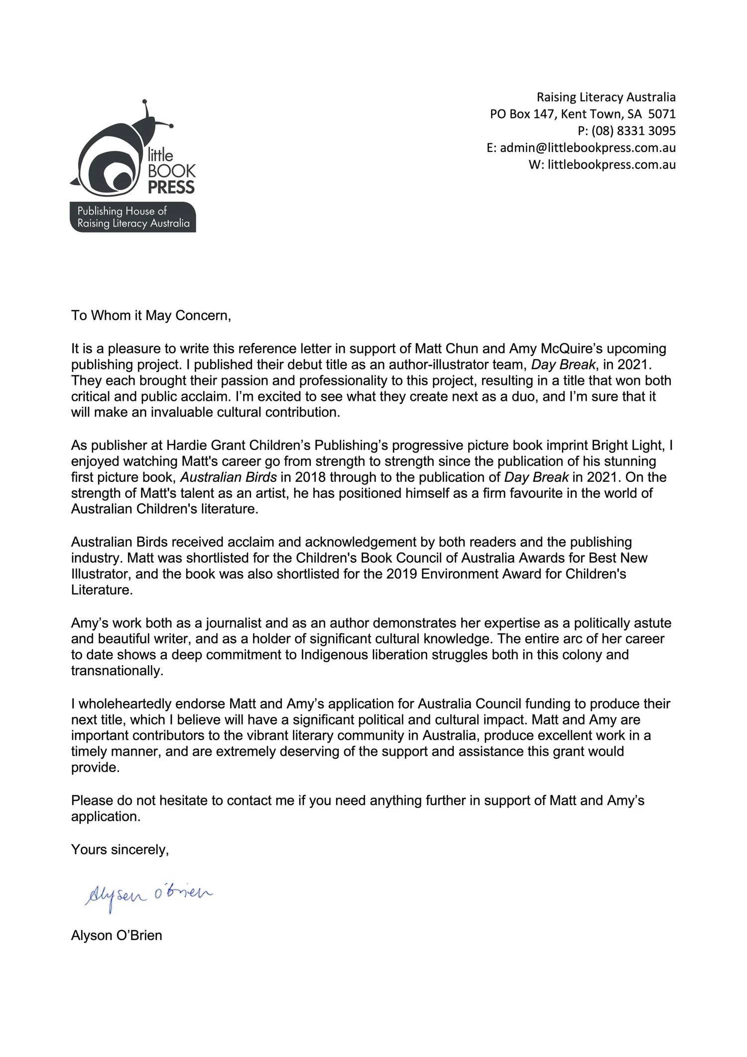 Support Material — Matt Chun