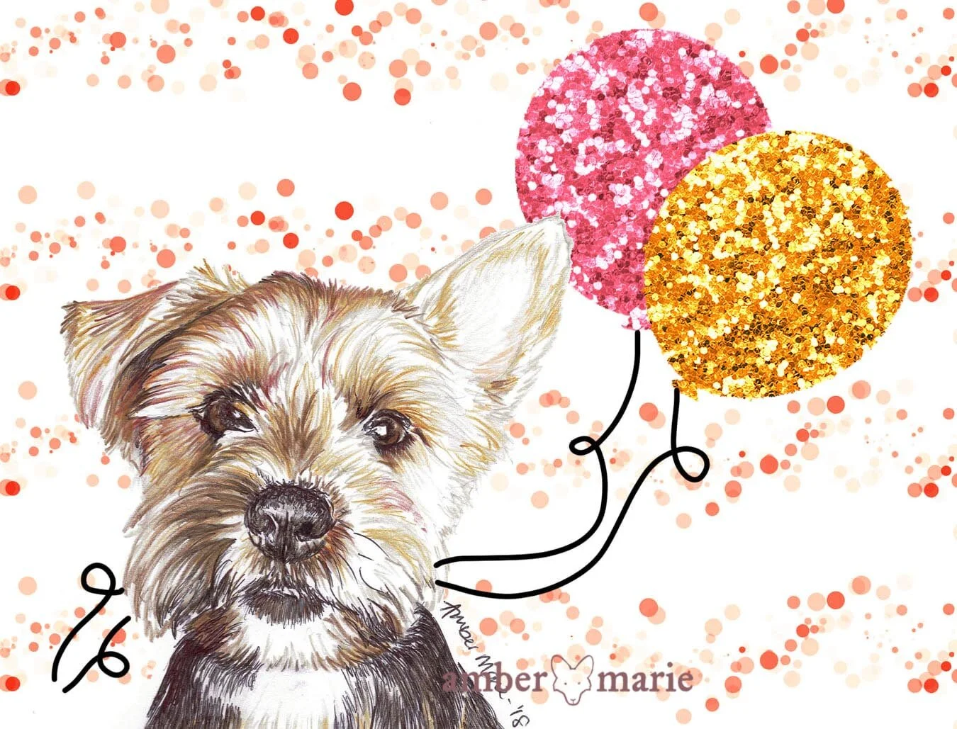 Single Large Luxury Yorkie Greeting Card — Two Woofs