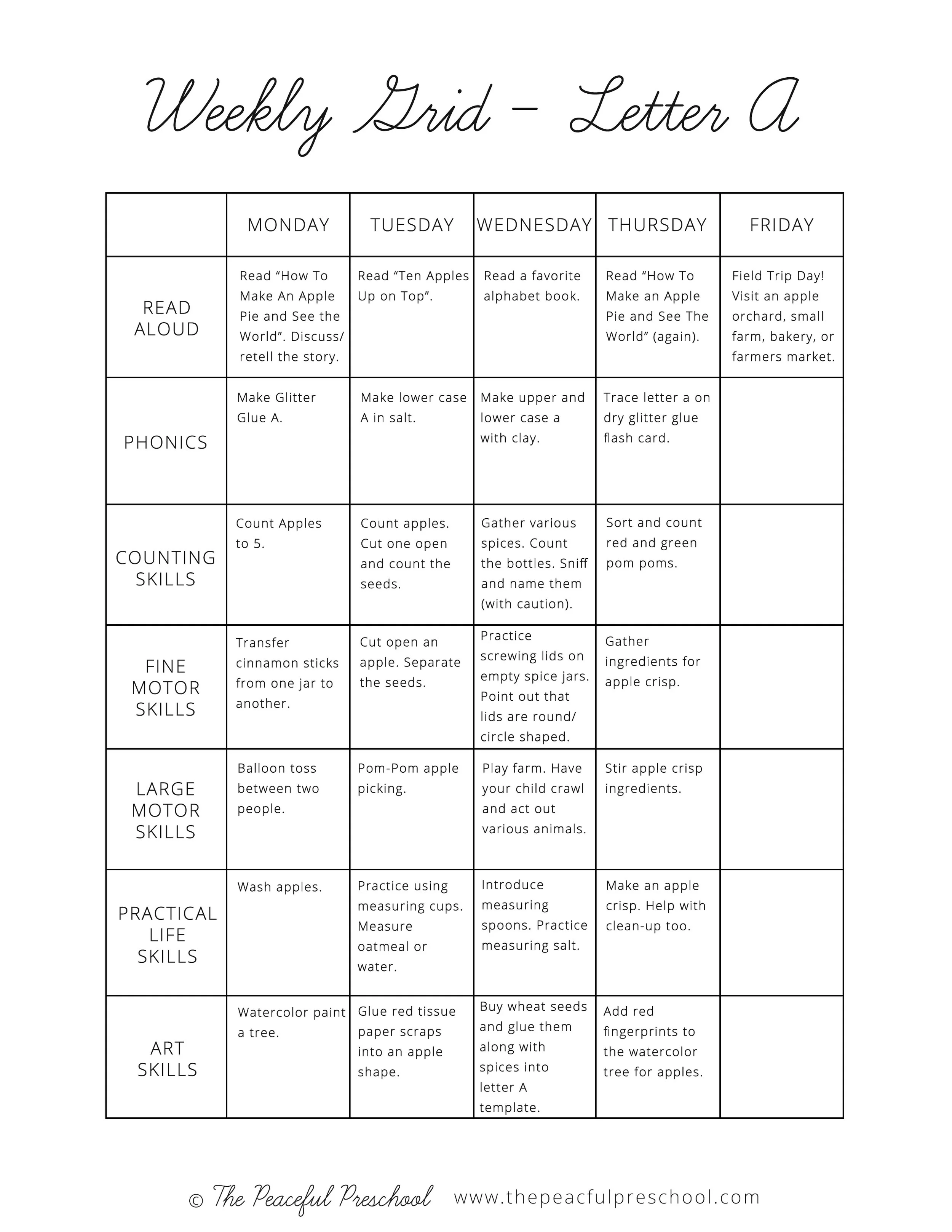 Preschool Daily Curriculum