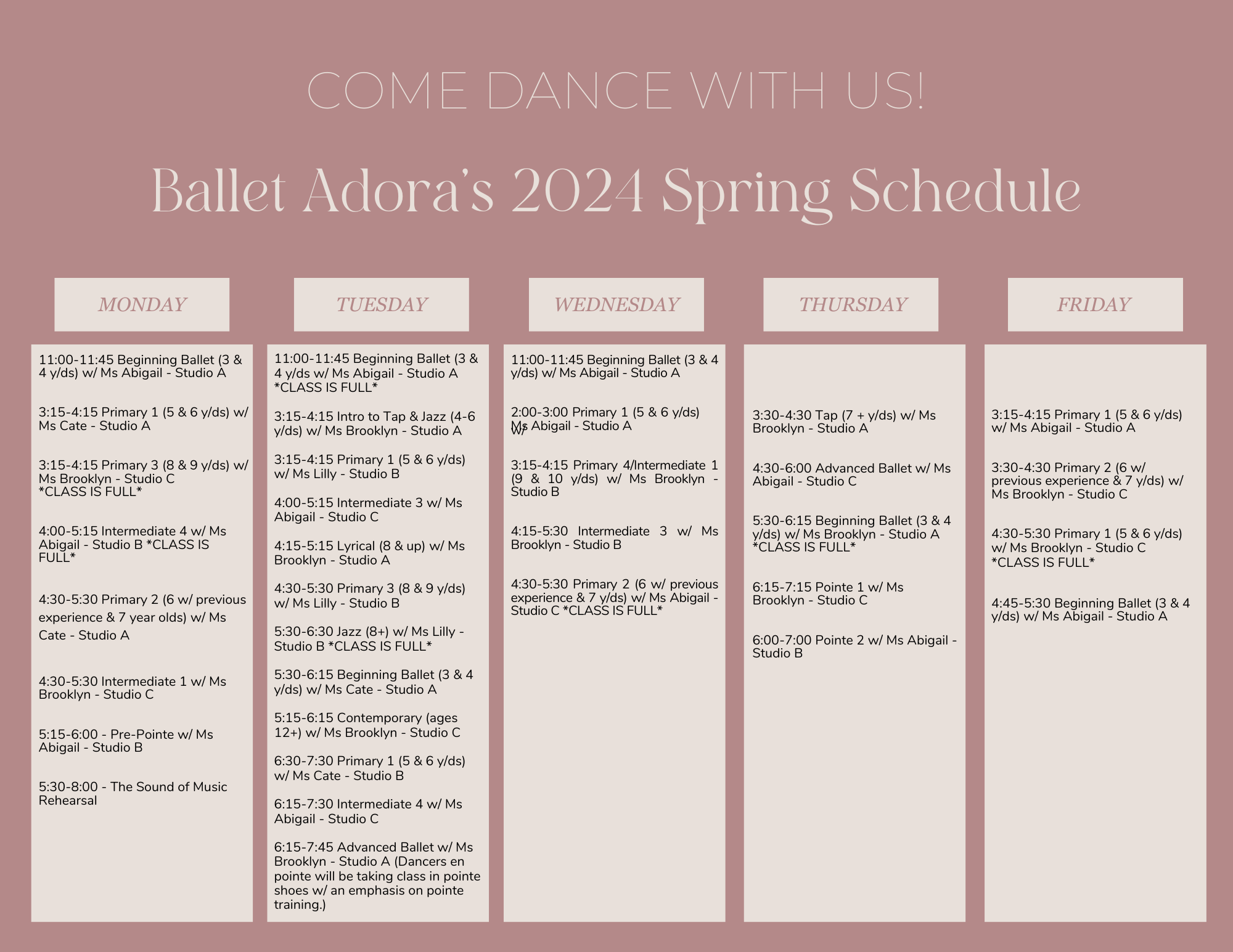 Fall 2023 Registration — Ballet Adora