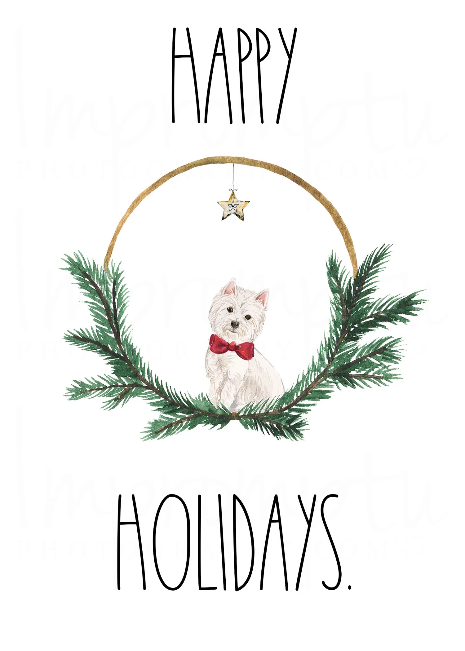 Christmas Card Westie Terrier Happy Holidays Impromptu Photography christmas-card-westie-terrier-happy-holidays-impromptu-photography