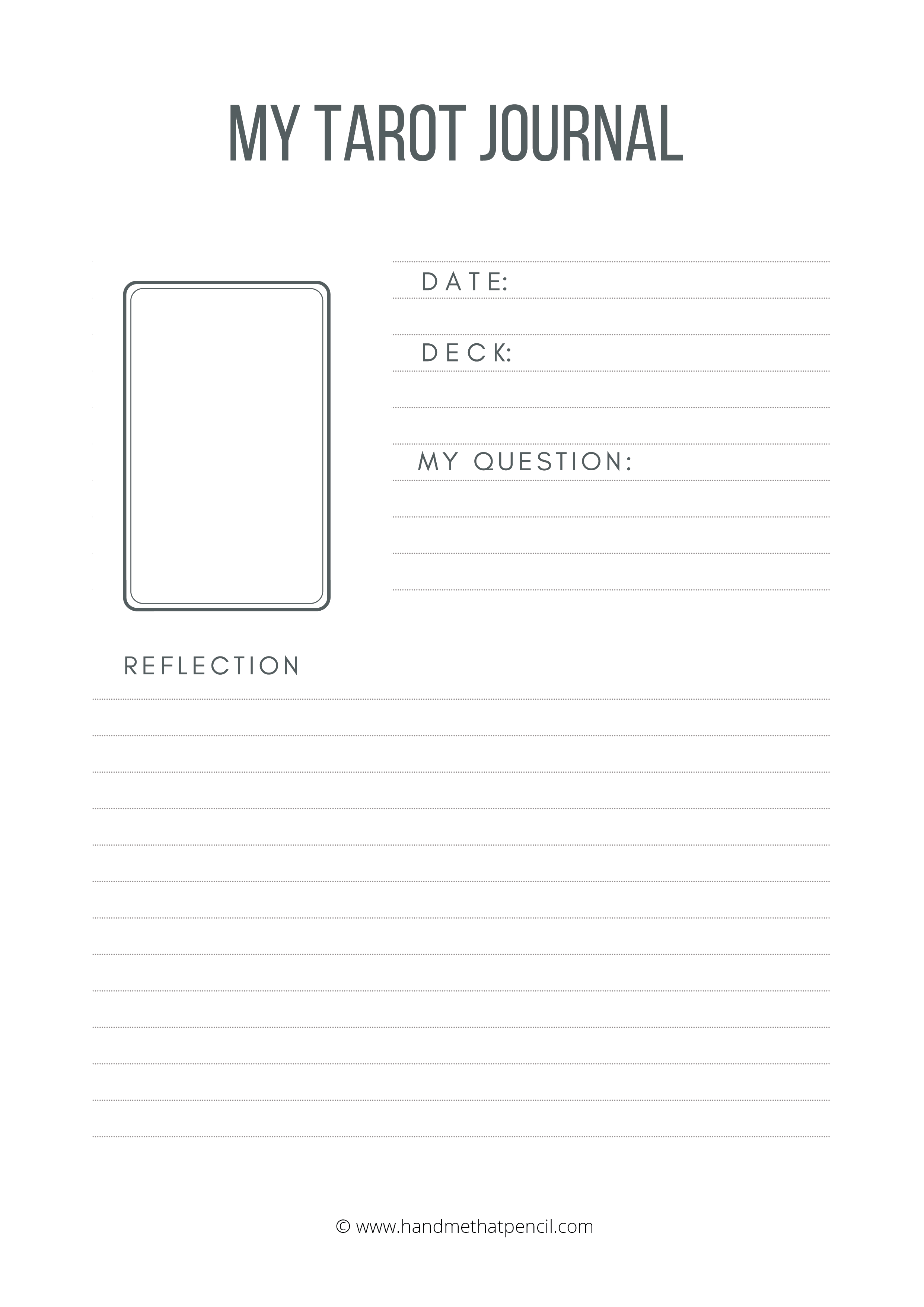 Free Tarot Journal Templates _ Free Printable Tarot Journal – TJHA
