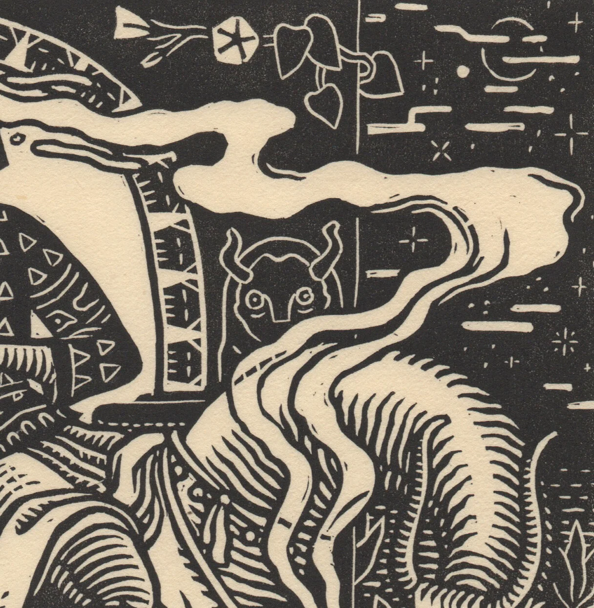 The Egg 1 (key proof), linocut on paper — Kathleen Neeley