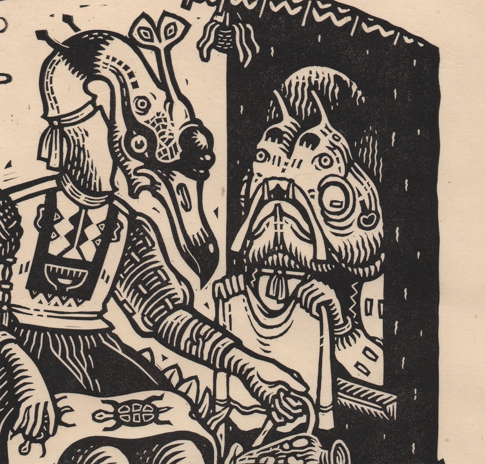 Fountain (key proof), linocut on paper — Kathleen Neeley