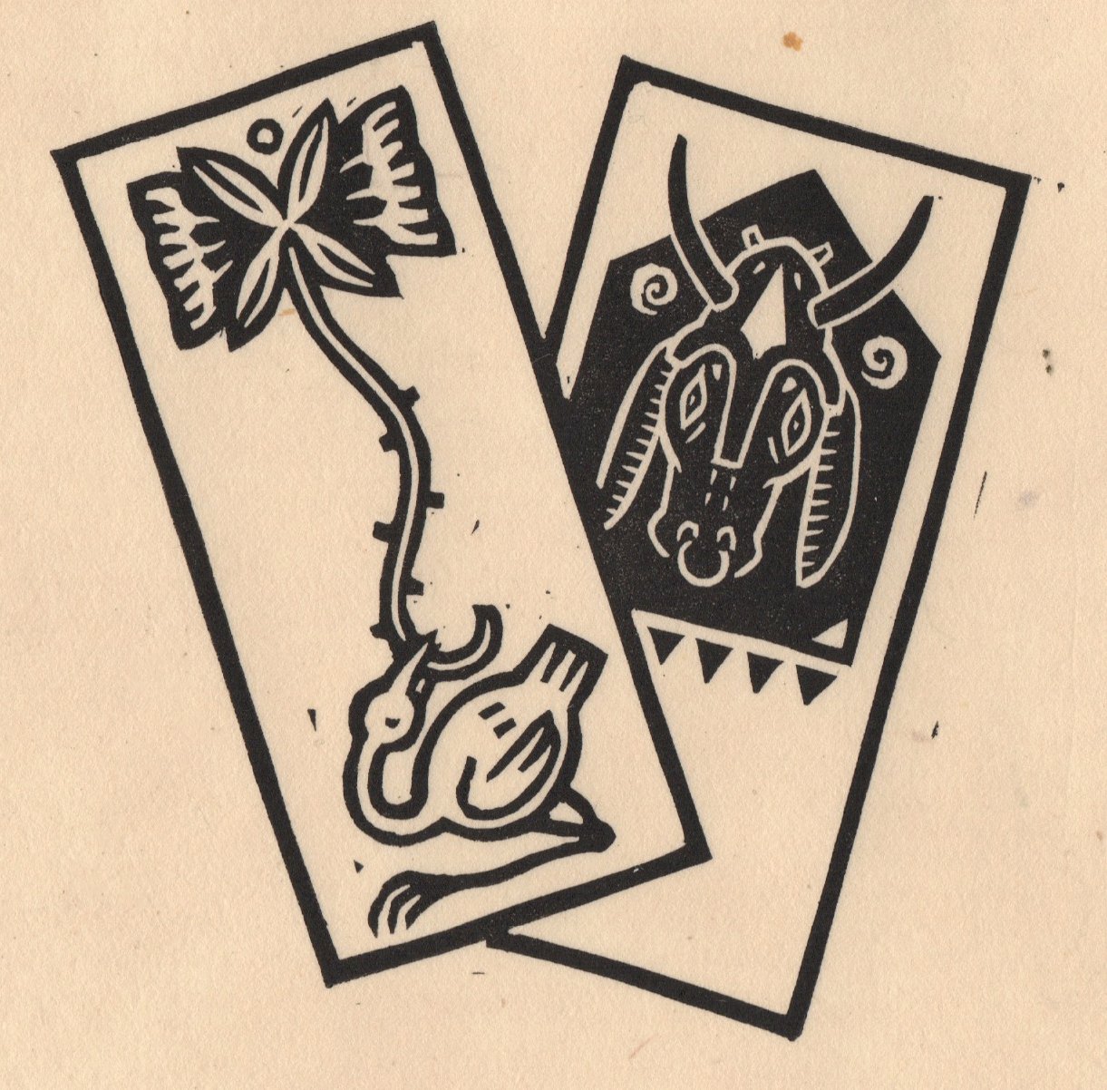 Game cards and pieces, linocut on paper — Kathleen Neeley
