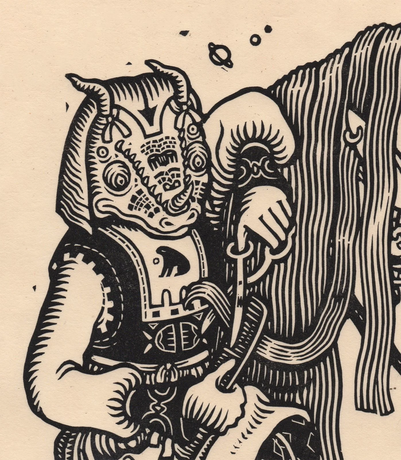 Cut (key proof), linocut on paper — Kathleen Neeley