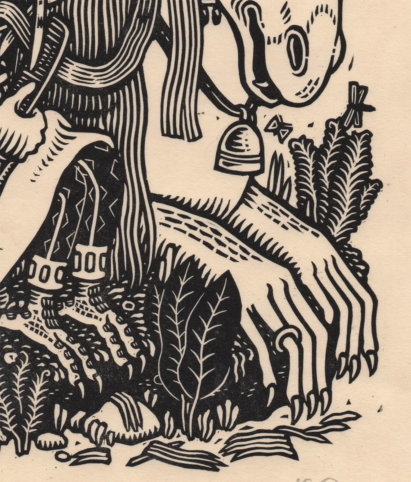 Cut (key proof), linocut on paper — Kathleen Neeley