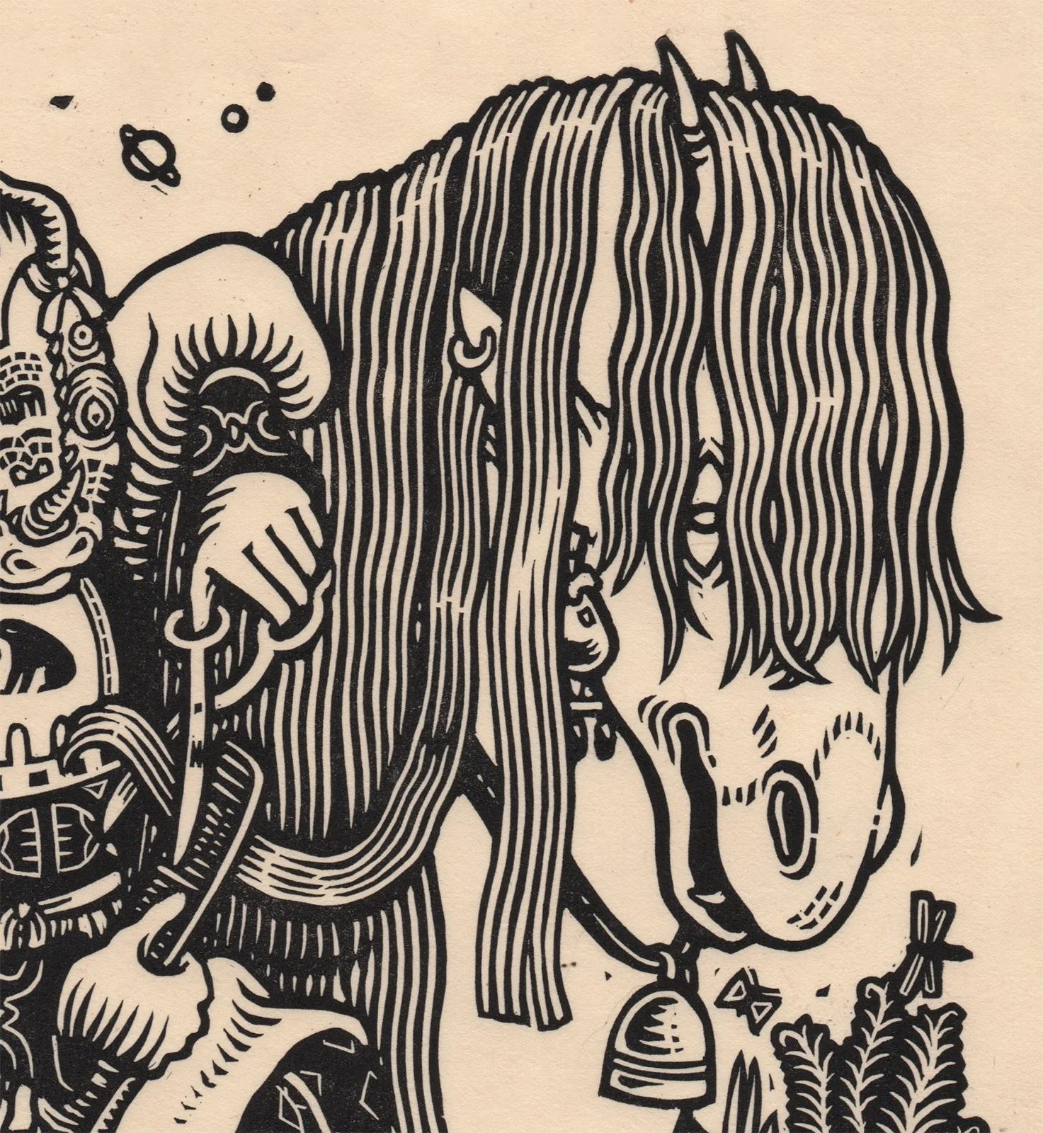 Cut (key proof), linocut on paper — Kathleen Neeley